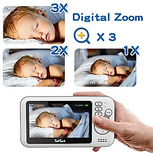 TakTark Baby Monitors with Camera and Audio, 4.3 inches, No Wi-Fi, 2 Way Audio, Night Vision, Digital Zoom, VOX Power Saving, Room Temperature, Ideal for New Parents
