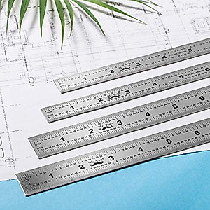 Mr. Pen- Machinist Ruler, 4 Pack (6, 8, 12, 14 inch), Metric Ruler, Millimeter Ruler, (1/64, 1/32, mm and .5 mm), 6 inch Ruler, Stainless Steel Ruler