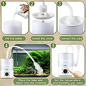 Smart Reptile Fogger Humidifiers with Humidity Control, Reptile Terrarium Humidifier Smart Touch, 3 Grades Adjustable Fogger with Hose for Reptile Amphibians Herps Snakes Plants