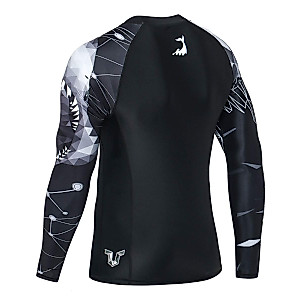 HUGE SPORTS Wildling Series UV Protection Quick Dry Compression Rash Guard (Shark,L)