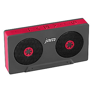 JAM Rewind Wireless Bluetooth Speaker, Portable, Dynamic Sound, Rechargeable Battery, Retro Design, Built-in Speakerphone, Works with iPhone, Android, Tablets, Cassette Design, HX-P540RD Red
