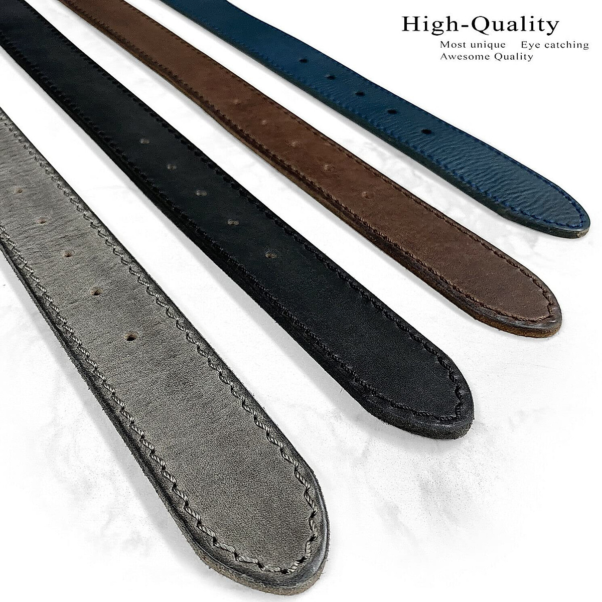 Antique Engraved Buckle Genuine Full Grain Leather Casual Jean Belt 1-1/2"(38mm) Wide (Gray, 36)