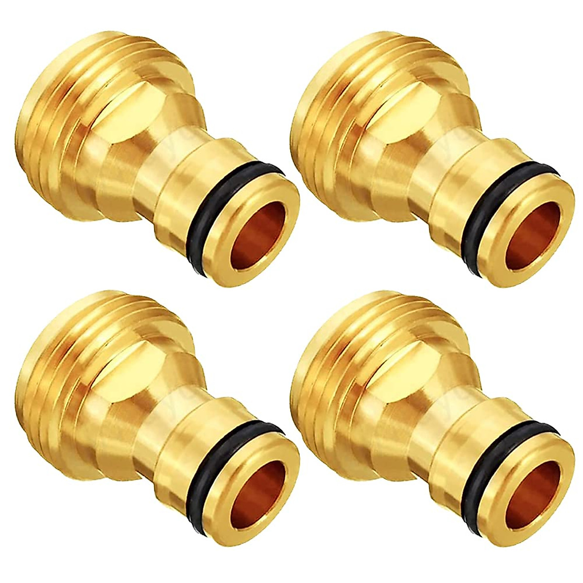 Joywayus 3/4” GHT Male Garden Hose Quick Connect Adapter Brass Connect Fitting（Pack of 4）