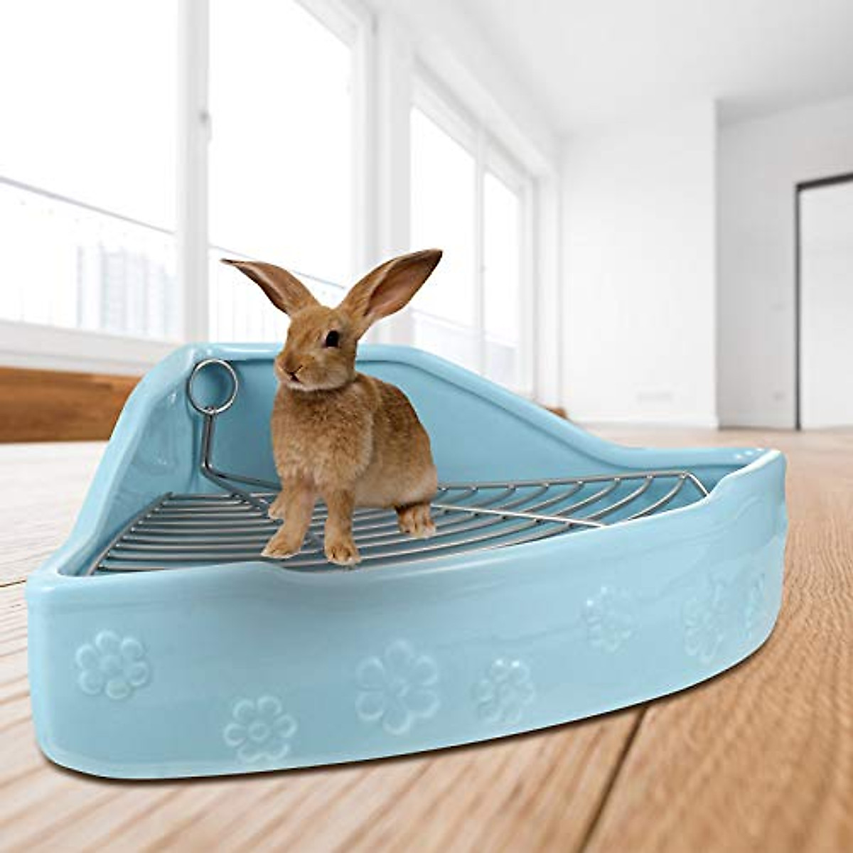 Balacoo Small Animal Litter Cage Ceramic Triangle Potty Trainer Corner Litter Ferret Litter Box Bedding Box Pet Pan for Rabbit Bunny Chinchilla Ferret Guinea Pig Hamster