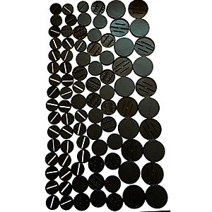Variety Pack of 90 Bases - 40 25mm Slotted, 30 30mm Flat and 20 40mm Flat Bases for Miniatures - Black Plastic