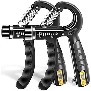 FLYFE Grip Strength Trainer, Plastic, 2 Pack 11-132 lbs, Forearm Strengthener, Hand Squeezer Adjustable Resistance, Hand Grip Strengthener for Muscle Building and Injury Recovery (Black)