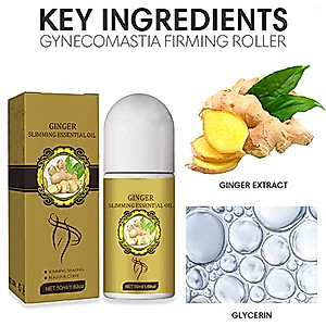 TURSHI Gynecomastia Firming Ginger Roller,2023 New Gynecomastia Tightening Ginger Cream,Firming Ginger Breast Firming Down Cellulite for A Better Physique Make Them Firmer Cleansing Oil