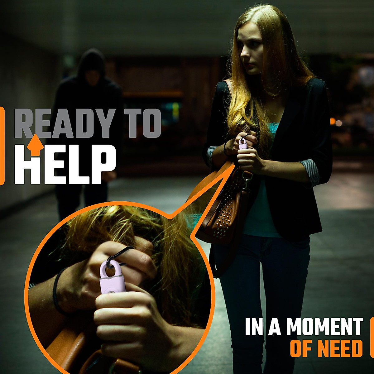 Personal Safety Alarm Keychain for Women Protection – USB Rechargeable 130 dB Self Defense Siren Panic Key Chain with Light and Low Battery Notice by WETEN (Lavender)