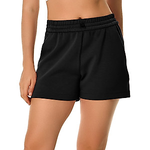 Colorfulkoala Women's High Waisted Ultra Soft Athletic Jersey Shorts Casual Summer Lounge Pants with Pockets (L, Black)