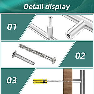NISUOIEN 30 Pack 5" Cabinet Handles Pulls Brushed Nickel Kitchen Drawer Pulls Stainless Steel(5" Length, 3" Hole Center)