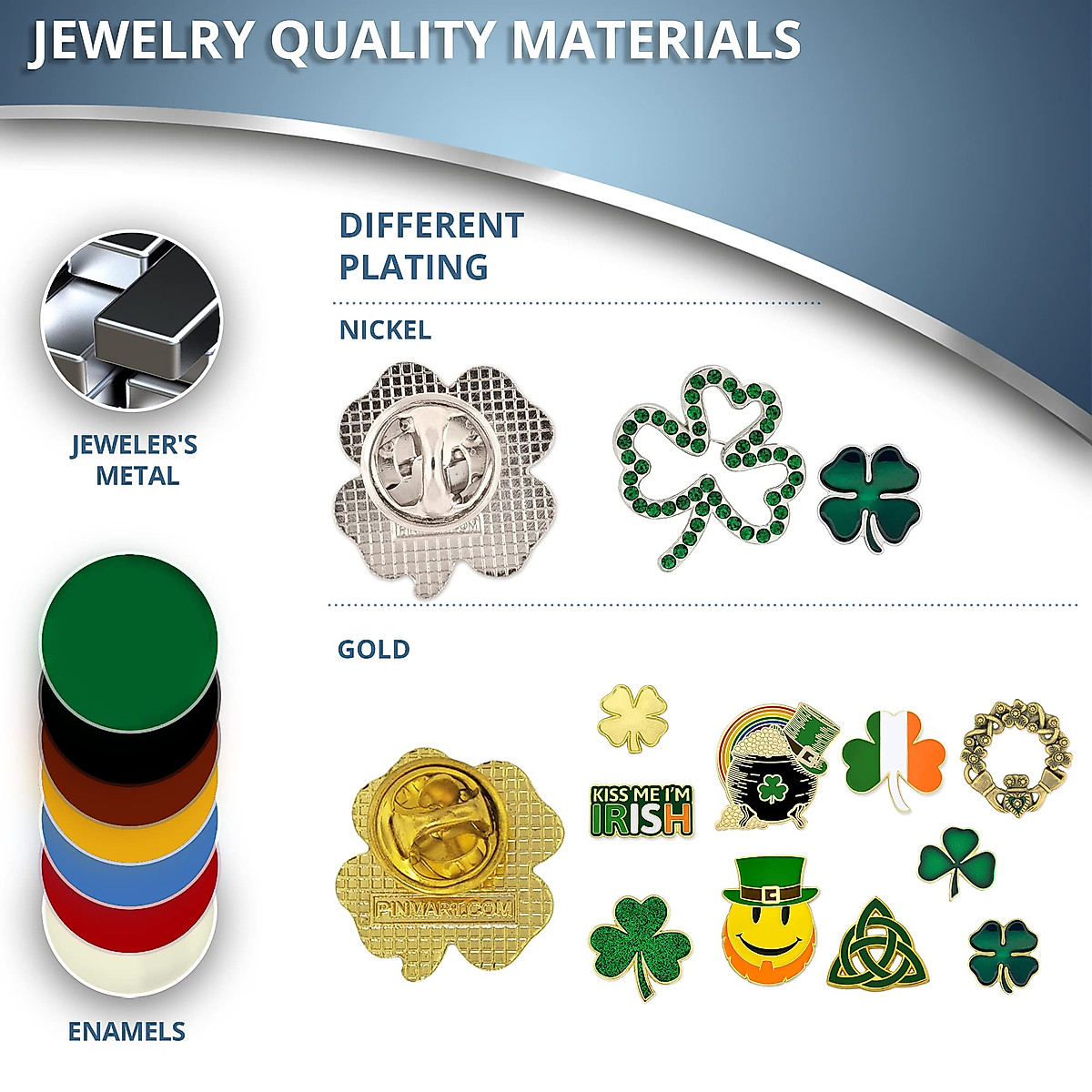 PinMart St. Patrick's Day Lapel Pin – Celtic Trinity Knot Jewelry for Women and Men – Irish Culture Celebration Pin –Gold Plated Enamel Brooch with Clutch Back