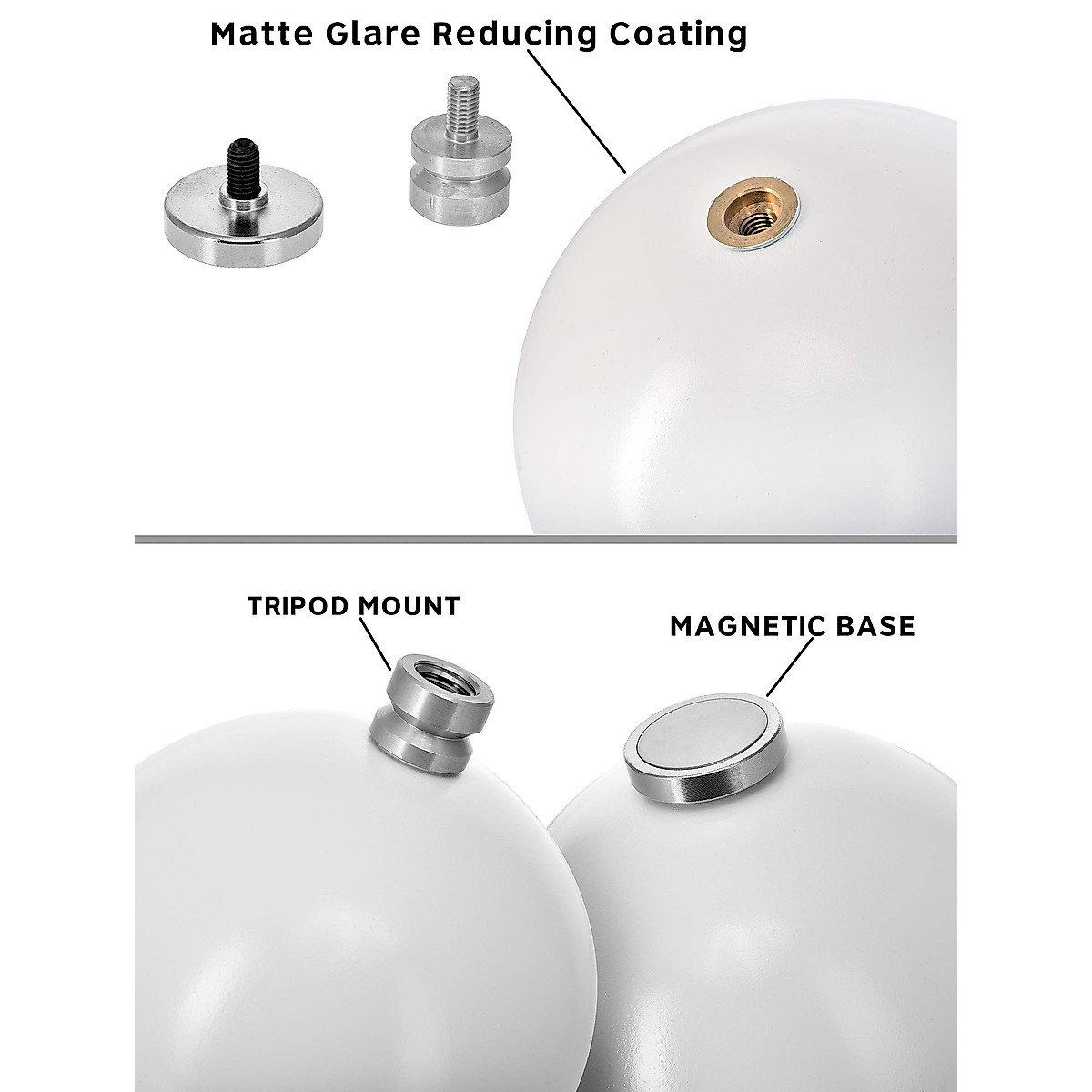 AdirPro 6 Scanning Spheres 145mm Diameter with Magnetic Base - Great for Surveying - Carry Case Included