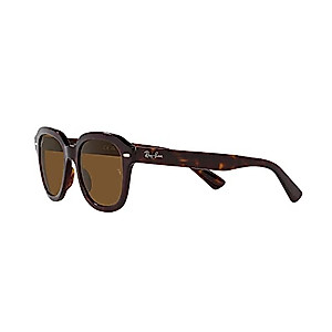 Ray-Ban RB4398F Erik Low Bridge Fit Square Sunglasses, Havana/Polarized Brown, 53 mm