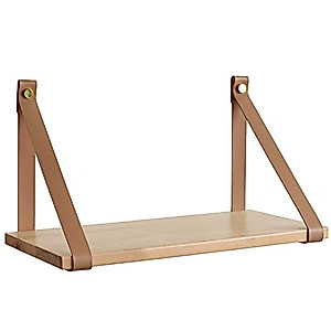 FRIADE PU Leather Strap Shelves,Wall Floating Shelf, Storage Rack for Kitchen,Living Room,Bedroom,Study,Set of 2