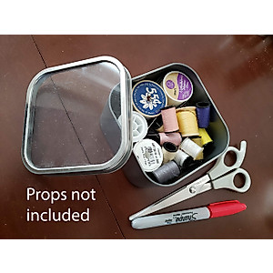 Square Metal Tin Box Storage Containers with Windowed Lids - 4x4x2.25 Inches, 16 oz. - Set of 2