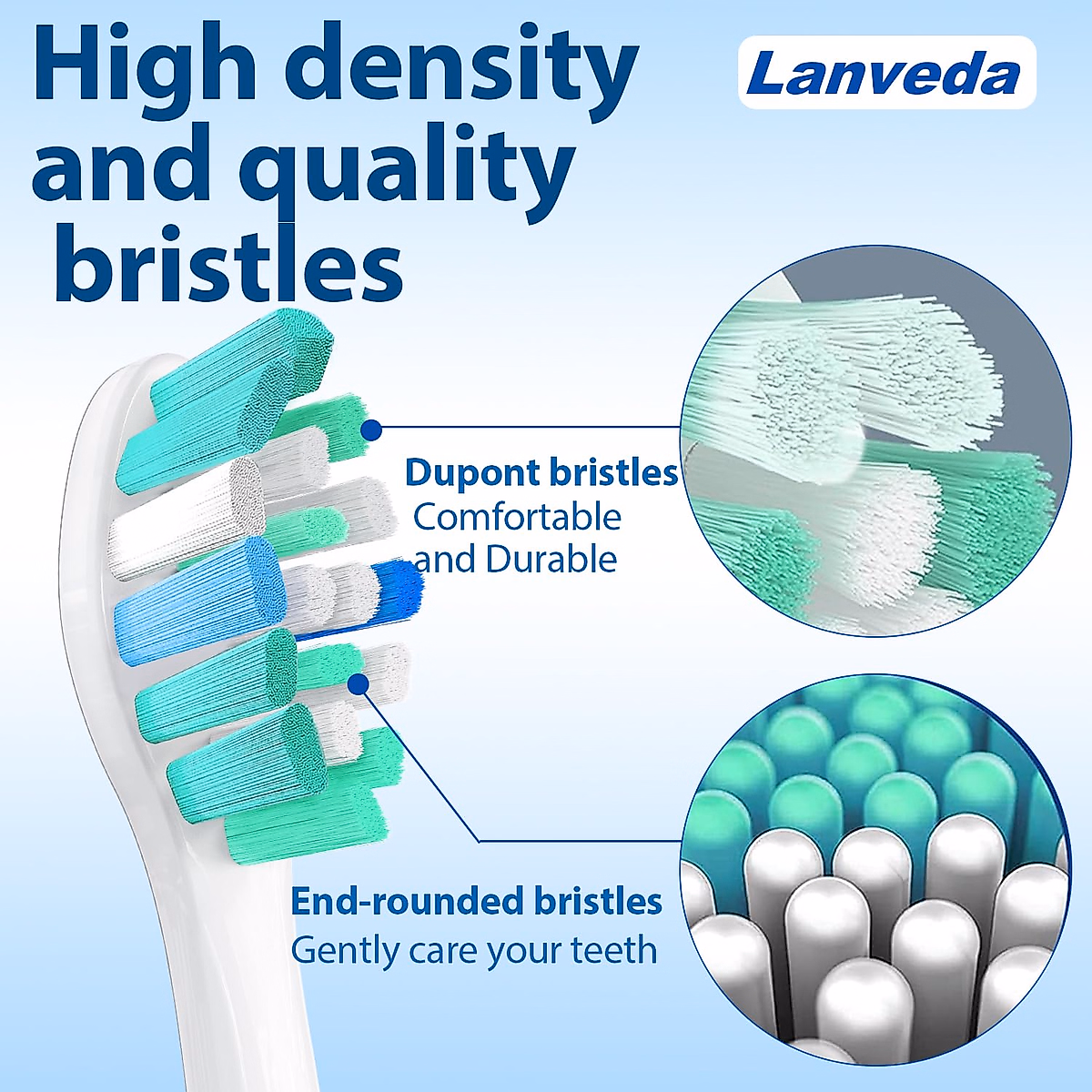 Lanveda 12 Pack Replacement Toothbrush Heads Compatible with Philips Sonicare Replacement Brush Heads, Replacement Heads Compatible with Philips Sonicare 4100 5300 Electric Toothbrush HX3681, White