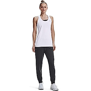 Under Armour Women's Tech Solid Tank Top , White (100)/Metallic Silver, Small