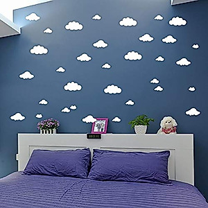 31 pcs Mix Size 4-10 inch White Clouds Wall Decal Sticker for Kids Bedroom Decor -DIY Home Decor Vinyl Clouds Mural Baby Nursery Room Wallpaper Art Wall Decoration Poster YYU-14 (White)
