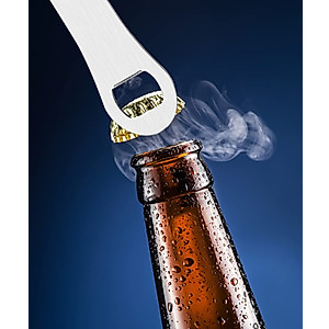 10 Pcs Stainless Steel Flat Bottle Opener Wine Bottle Opener, Bottle Opener for Bar Pour Spout Remover Flat Bar Key Metal Speed Key Opener for Bartenders Home Kitchen(Black, Silver)