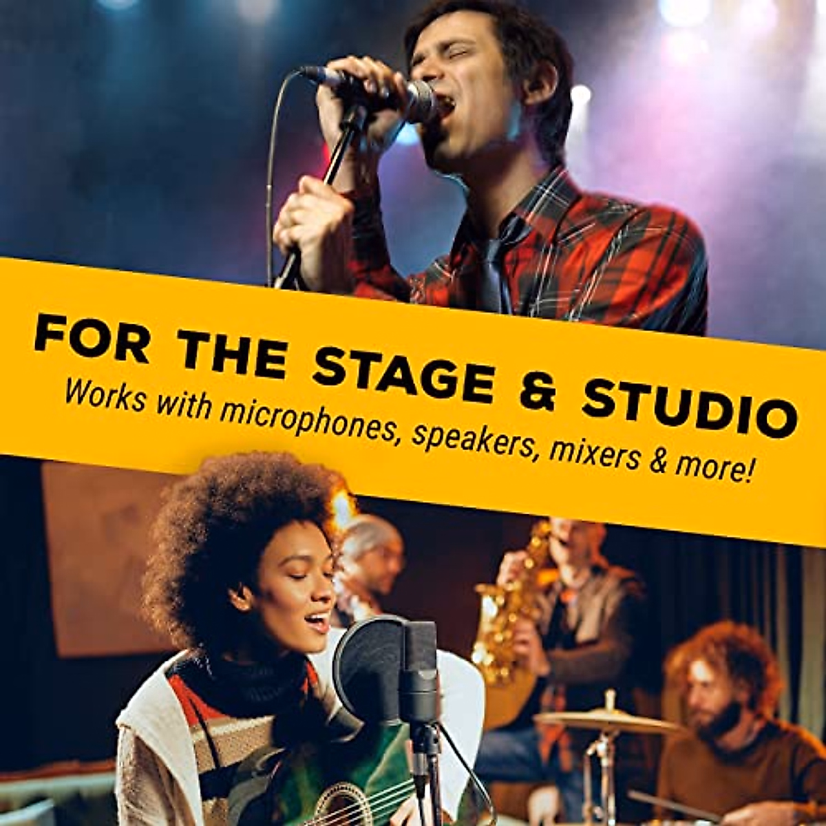 GLS Audio XLR Cables - Set of 2 100ft Male to Female Microphone Cable w/External Locking Mechanism for Professional Studio Recording