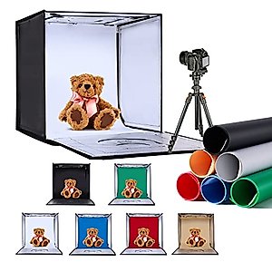 ZKEEZM Light Box Photography 16"x16" with 160LED Lights and 6 Color Backdrops, Photo Box with Lights | Foldable Photo Studio with Adjustable Brightness, 3000-6500K Bi-Color Portable Light Box Shooting