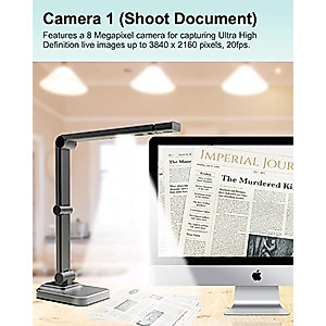 VIZOLINK 8MP Document Camera & Webcam with Noise-Canceling Microphone, A3-Size Capture, Auto Focus, 3-Levels Adjustable Brightness, for Live Demo, Home Office, Remote Teaching