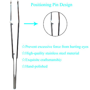 FUNORNAM Meibomian Gland Expressor Professional Prevent Excessive Force Eyelid Massage Forceps for MG Issue Dry Eyes, Premium Stainless Steel (Round)