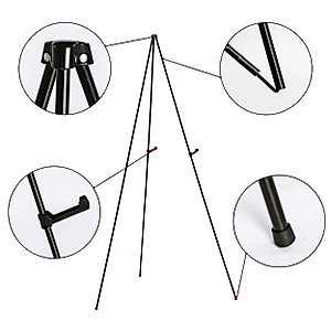 2 Pack Easel Stand for Display Wedding Sign & Poster - 63 Inches Tall Easels for Display - with Bag Collapsable Portable Poster Easle - Large Floor Adjustable Metal Easel Tripod Black