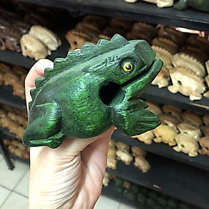 Cozinest Large 7" Wood Frog Guiro Rasp Percussion Instrument Tone Block Frog Animal Shaped Figurine Wooden Handcraft Musical Lucky Frog Home Office Decoration (Green)