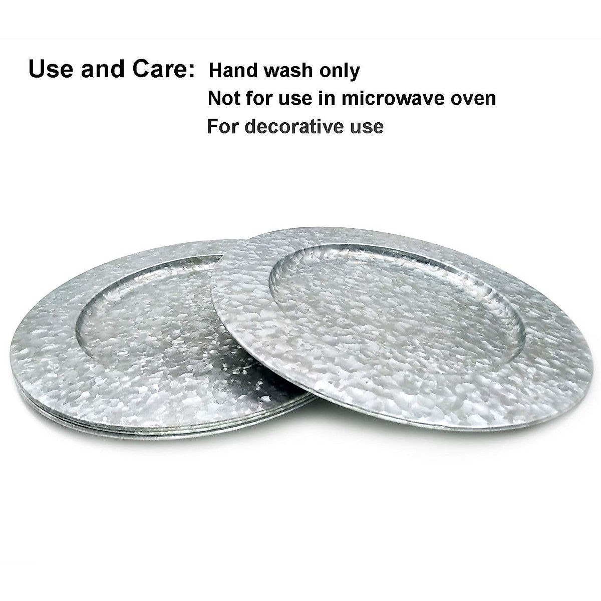 KX-WARE Silver Galvanized Steel Charger Plate, 13-inch Classic Charger Plates Dinnerware Dishes, Set of 6