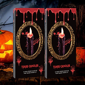 6 Pack Vampire Tears Taper Candles, 10 inch Tall Bleeding Candles, Soundvalue Unscented Black Tapered Candlesticks, Spooky Blood Drip Candles Set for Halloween Party Gothic Home Decorations