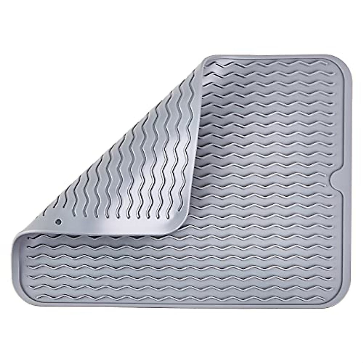 AmazonCommercial Silicone Dish, Sink Drying Mat, Reusable, Easy to Drain and Clean, 15.8 x 12-Inches
