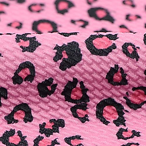 David Angie Leopard Print Bullet Textured Liverpool Fabric 4 Way Stretch Spandex Knit Fabric by The Yard for Hair Bows Headbands Making… (Pink)