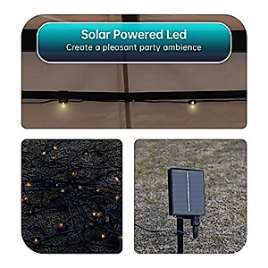 Pergolas Gazebo for Patios 10 * 10 Metal Gazebo Canopy Tent with Sliding Adjustable Canopy Weather-Resistant Fabric Quality Materials Solar Powered Led for Patio Outside Garden Backyard,Tan