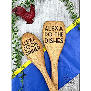 Alexa Cook Dinner Funny Wooden Spoon, Laser Engraved Gag Gift, Personalization Available, Funny Kitchen Gift, Alexa Kitchen, Stocking Stuffer