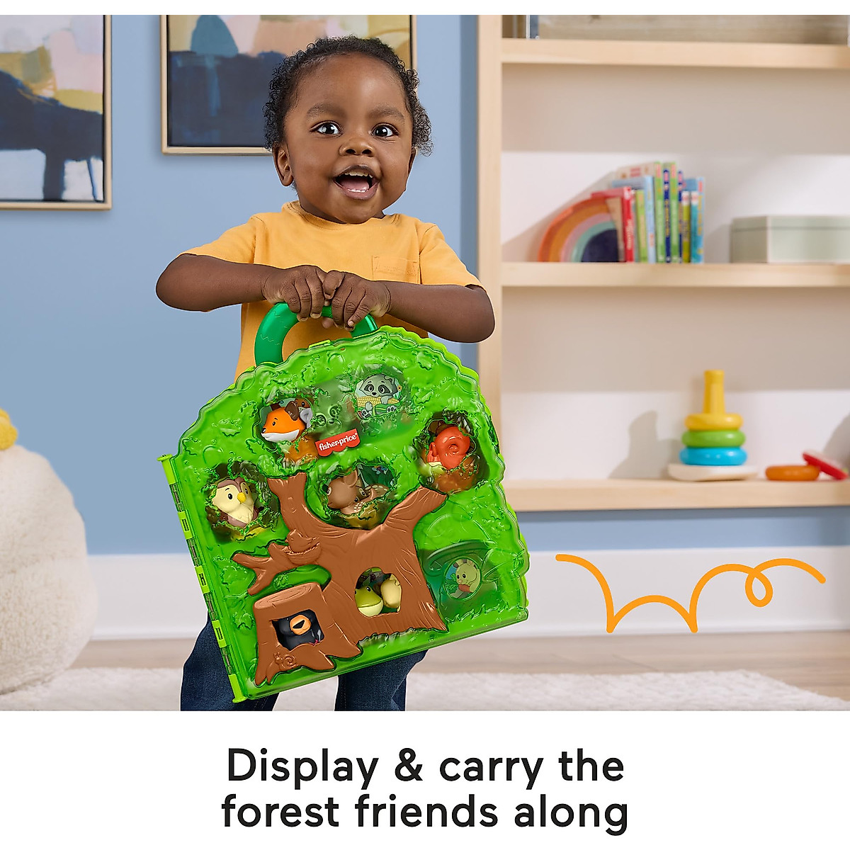 Fisher-Price Little People Toddler Toy Forest Friends Carry Case Playset with Animal Figures for Pretend Play Kids Ages 1+ Years