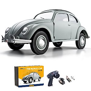 RocHobby 1/12 RC Crawler The People's Car RTR Gray RTR 4-RWD Offroad Truck Hobby Grade Model Car RC Car Remote Control Car 4-Ch and 2.4Ghz Transmitter for LED Lights Battery and USB Charger for Adults