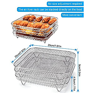 Air Fryer Rack for Instant Vortex COSORI NUWAVE Air Fryer Oven- 304 Stainless Steel Three Stackable Dehydrator Rack Toast Rack Stand Accessories