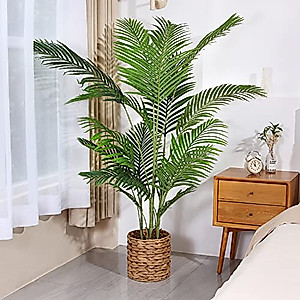 Fopamtri Artificial Areca Palm Plant 5 Feet Fake Palm Tree with 17 Trunks Faux Tree for Indoor Outdoor Modern Decoration Feaux Dypsis Lutescens Plants in Pot for Home Office Perfect Housewarming Gift