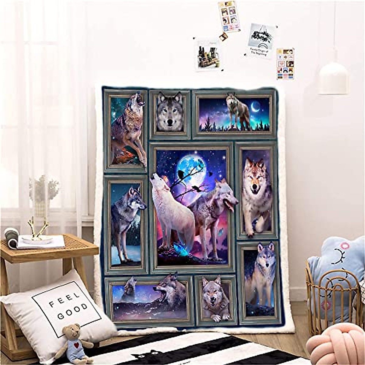 CYREKUD Wolf Blanket,Wolf Gifts for Men Throw Blanket, Wolf Gifts for Women Girls,Wolf Gifts for Wolf Lovers,Soft Warm Cozy Wolf Blanket for Office Home Bedroom Sofa Couch Decor 50"x 60"