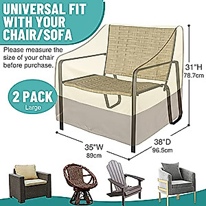 Asinking Patio Chair Covers for Outdoor Furniture, 100% Waterproof Heavy Duty Outdoor Chair Covers, Patio Furniture Cover for Lounge Deep Seat, 35"W x 38"D x 31"H, 2 Pack, Khaki/Brown