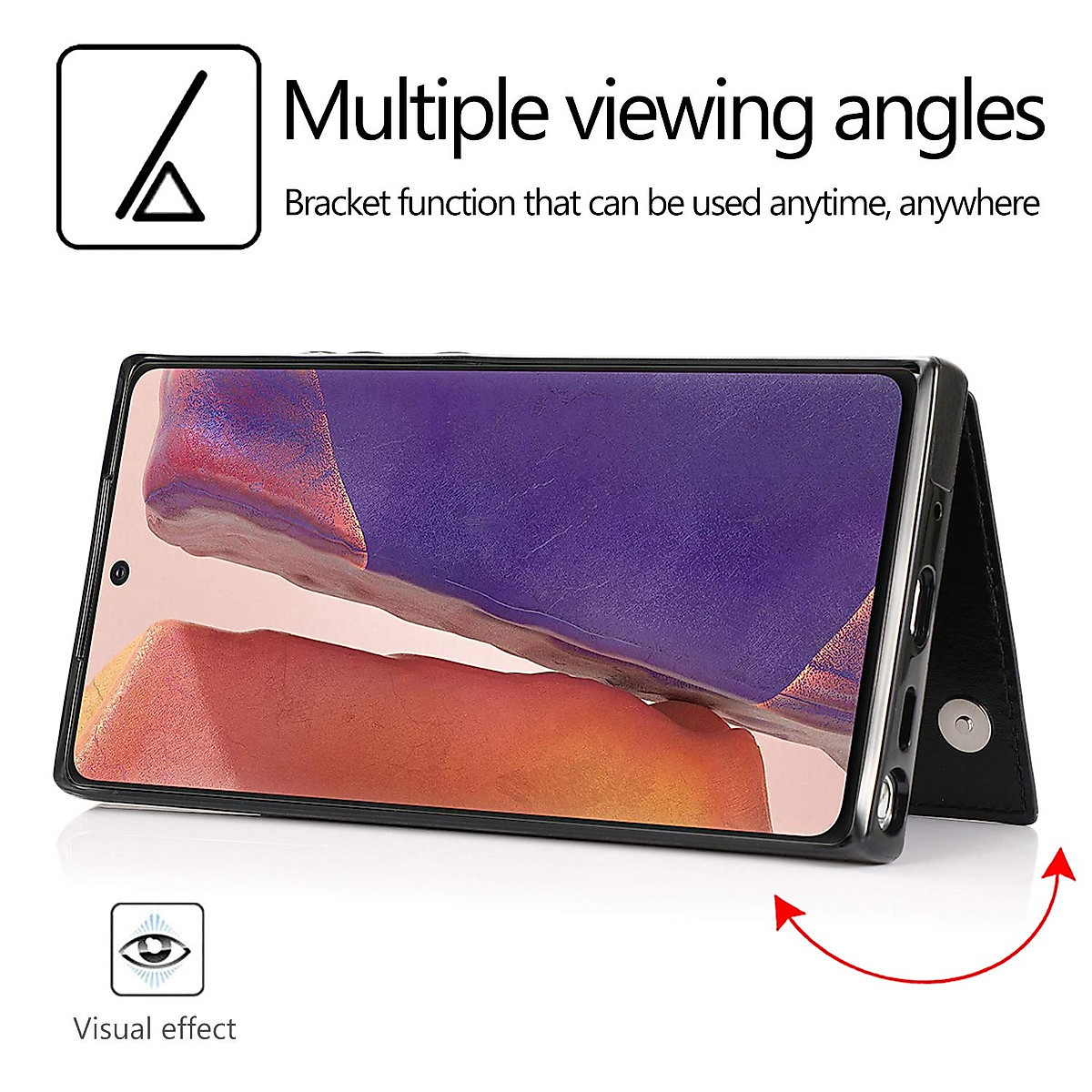 UEEBAI Case for Samsung Galaxy S21 Ultra 5G, Luxury PU Leather Case with [Two Magnetic Clasp] [Card Slots] Stand Function Durable Shockproof Soft TPU Case Back Wallet Cover for S21 Ultra 5G - Black