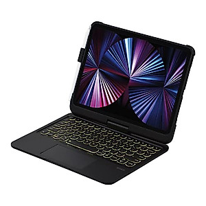 INI iPad Keyboard Case for iPad Air (5th & 4th Gen 2020, 10.9" 2022), iPad Pro 11" (3th & 2nd Gen) with Trackpad - 7 Color Backlit - 360° Rotatable Keyboards with Touchpad - Black