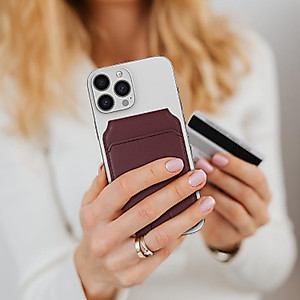 Ｈａｖａｙａ Magnetic Card Wallet Holder with MagSafe for iPhone 16 Pro Max/16 Pro/16 Plus/16/15 Pro Max/15 Pro/15 Plus/15/14 Pro Max/14 Plus/14 Pro/14/13 Pro Max/13 Pro/13/12/12 Pro/12 Pro Max-Wine Red