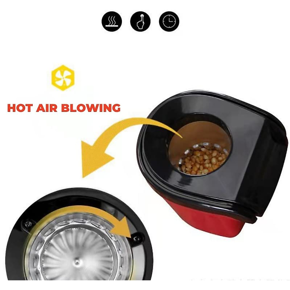 mini popcorn machine for home electric small hot air popcorn popper no oil tabletop portable pop corn maker with Measuring Cup Melt Butter - RED (RED)