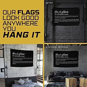 Gold Trident Discipline Motivational Gym Banner - Inspire Your Workout with this Banner - Perfect Fitness Wall Decor for Gym, Dorm - Stay Motivated with Cool Motivation Art - 3x5 Feet