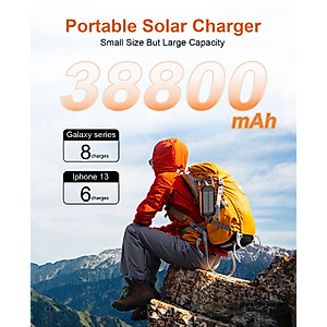 𝟮𝟬𝟮4 𝙐𝙥𝙜𝙧𝙖𝙙𝙚 Solar Power Bank, Solar Charger, 38800mAh Outdoor Portable Charger, External Battery Pack 5V/3.1A Fast Charger Type C Ports with LED Flashlights, Perfect for Travel Camping