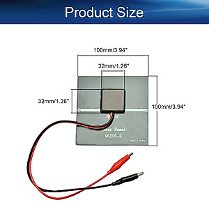 Heyiarbeit 1 Pcs 5.5V 1W Small Polysilicon Epoxy Resin DIY Solar Panel Module 95mm x 95mm/3.74" x 3.74" with Alligator Clip for Outdoor Travel