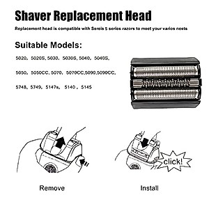 52B Blades Compatible with Braun Series 5 Electric Shaver Head&for Braun S5 Wet and Dry Replacement Head,Upgrade Foil & Cutter for Braun 52b Shaver Models 5020 5190cc 5040 5140s 5030s 5147s 5769cc Etc