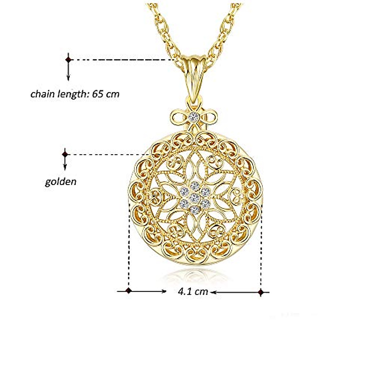 2.5X Folding Magnifier, Sliding Top Rotating Pendant Necklace Hanging Long Sweater Chain Reading Stamps Magnifying with Neckerchief